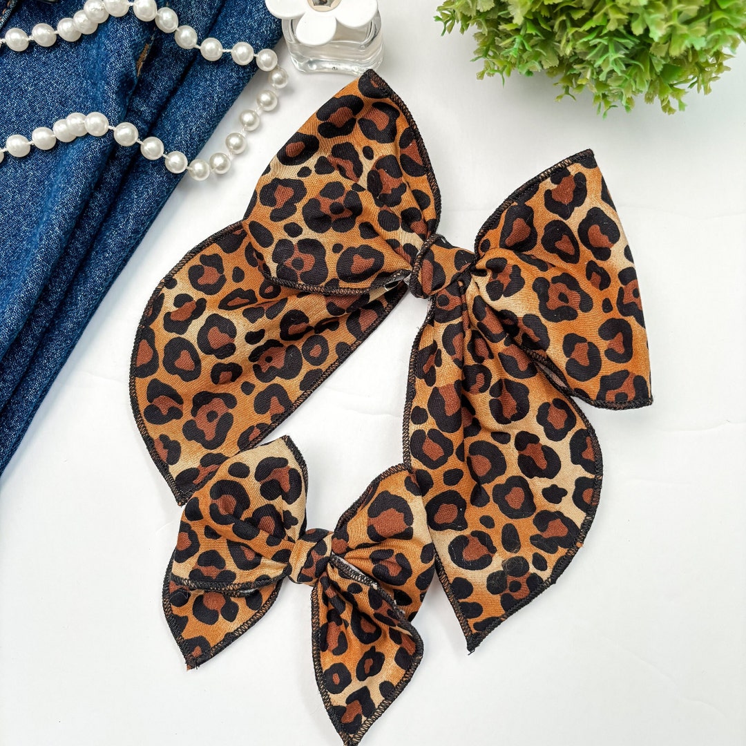 Leopard Print Fabric Hair Bows, Fables Bows, Leopard Print Bows Baby ...