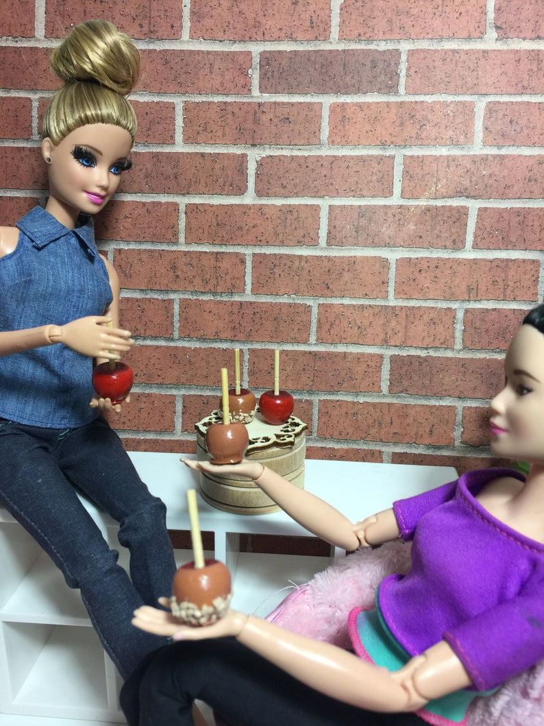 Barbie Doll Miniature Candy Apples – Caramel Peanut, Dollhouse Diorama ...