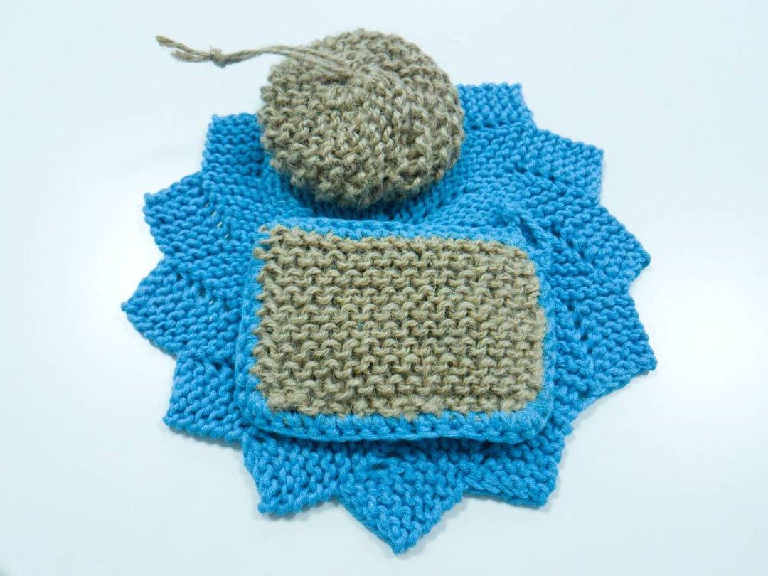 Hemp & Cotton Crochet Dish Scrubbers 3-pack - Eco-friendly 100% Natural ...
