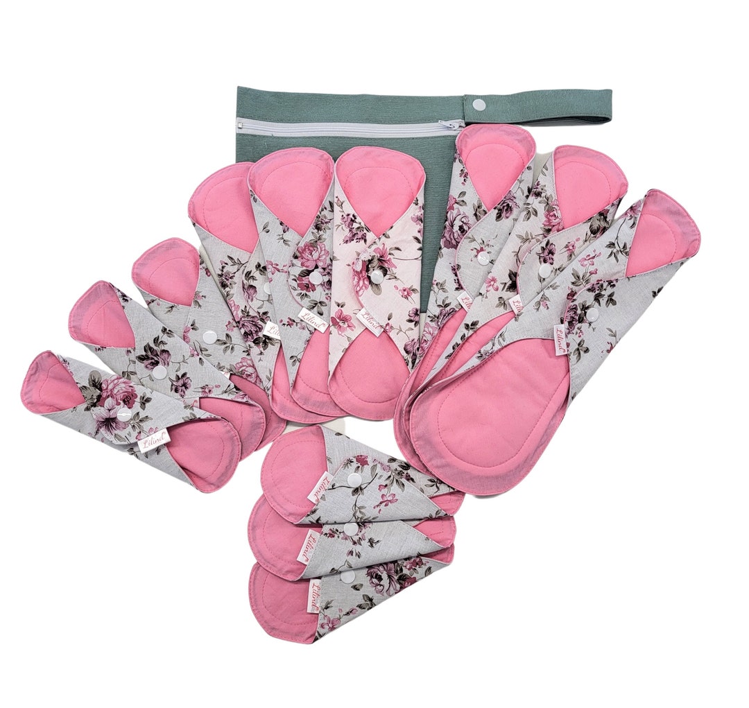 12 Pack Jumbo Starter Set, Reusable Cloth Pads With Free Bag, Mix ...