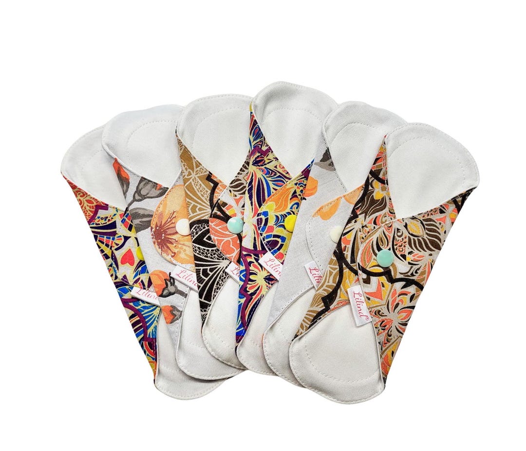 Lilind® 6 Pack Organic Cloth Pads, Comfortable, Healthy, Waterproof ...