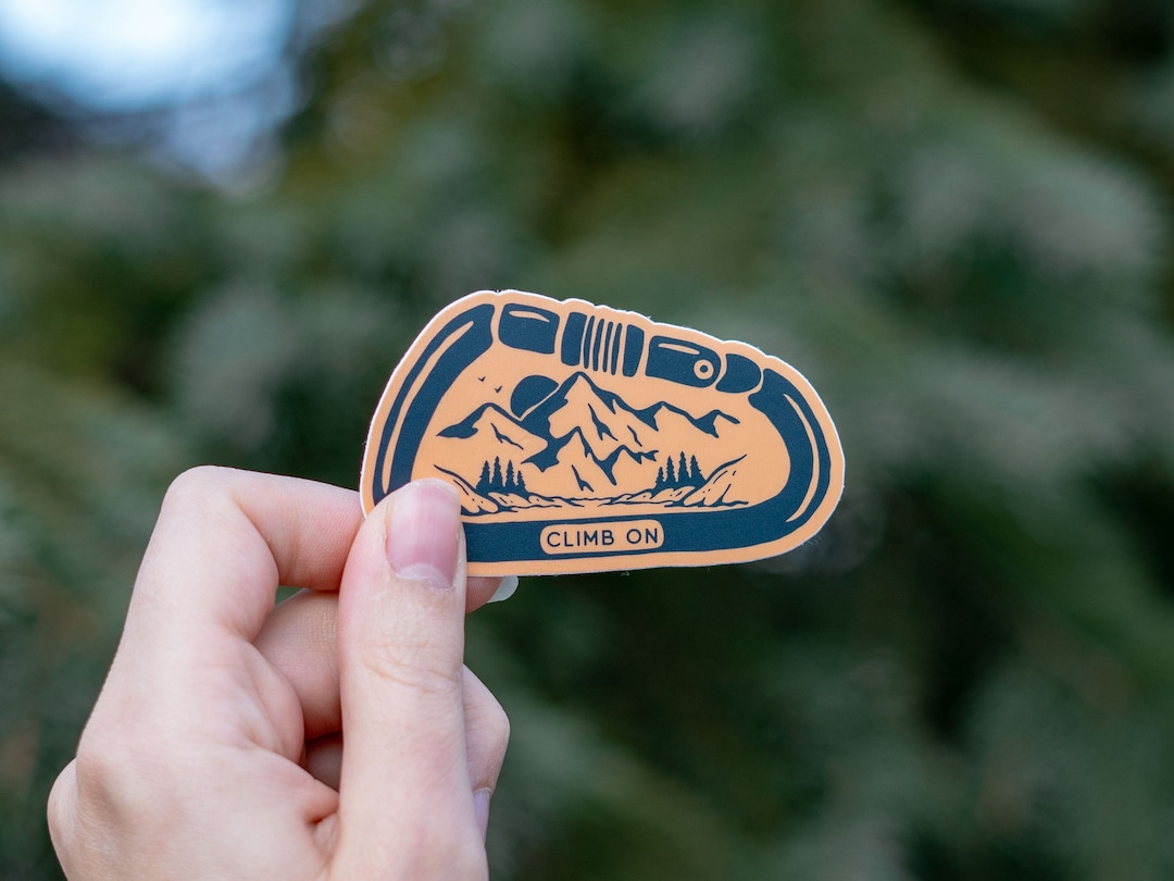 Rock Climbing Carabiner Sticker // Climb on Vinyl Decal - Etsy