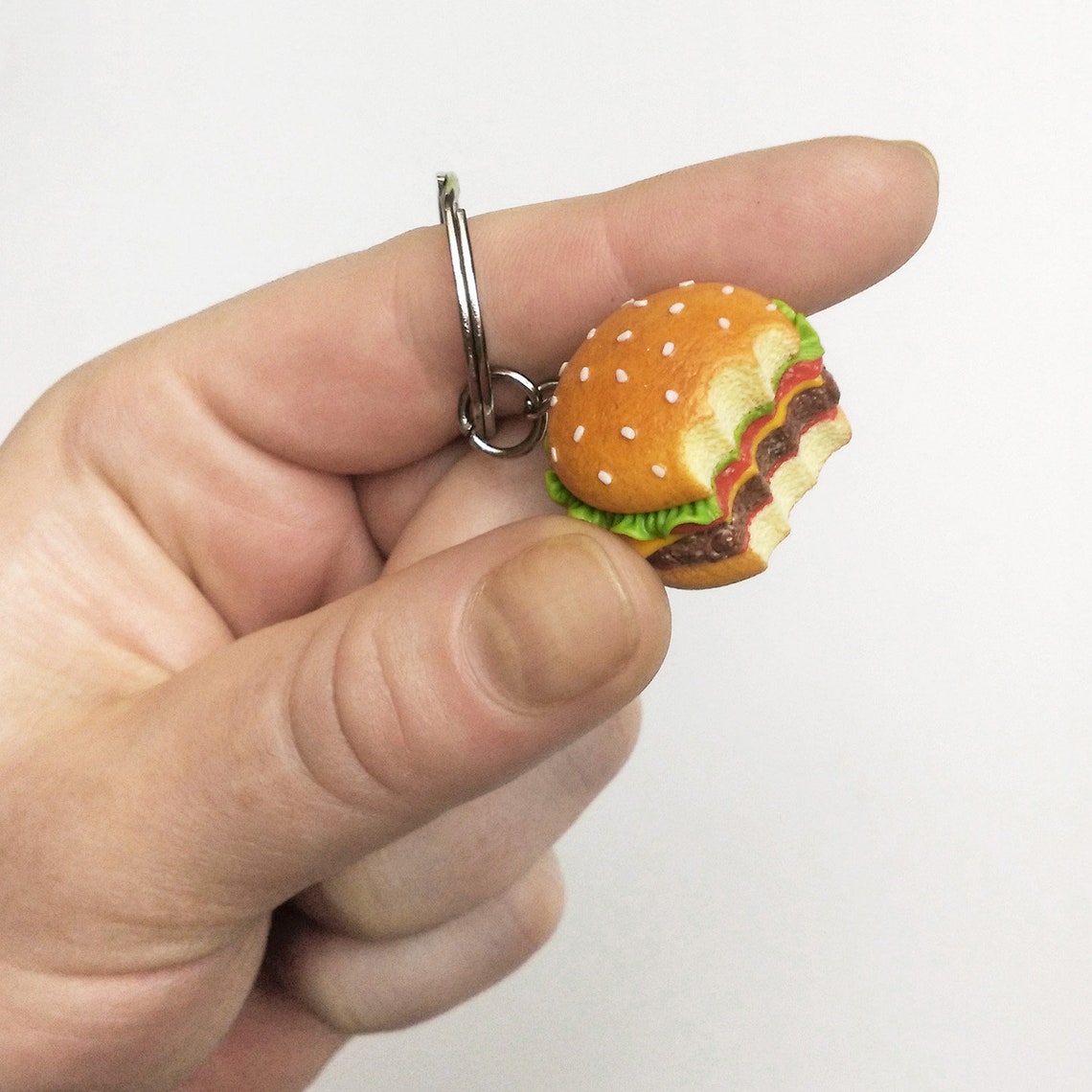 Burger Keychain Miniature Fastfood Key chain Keyring | Etsy
