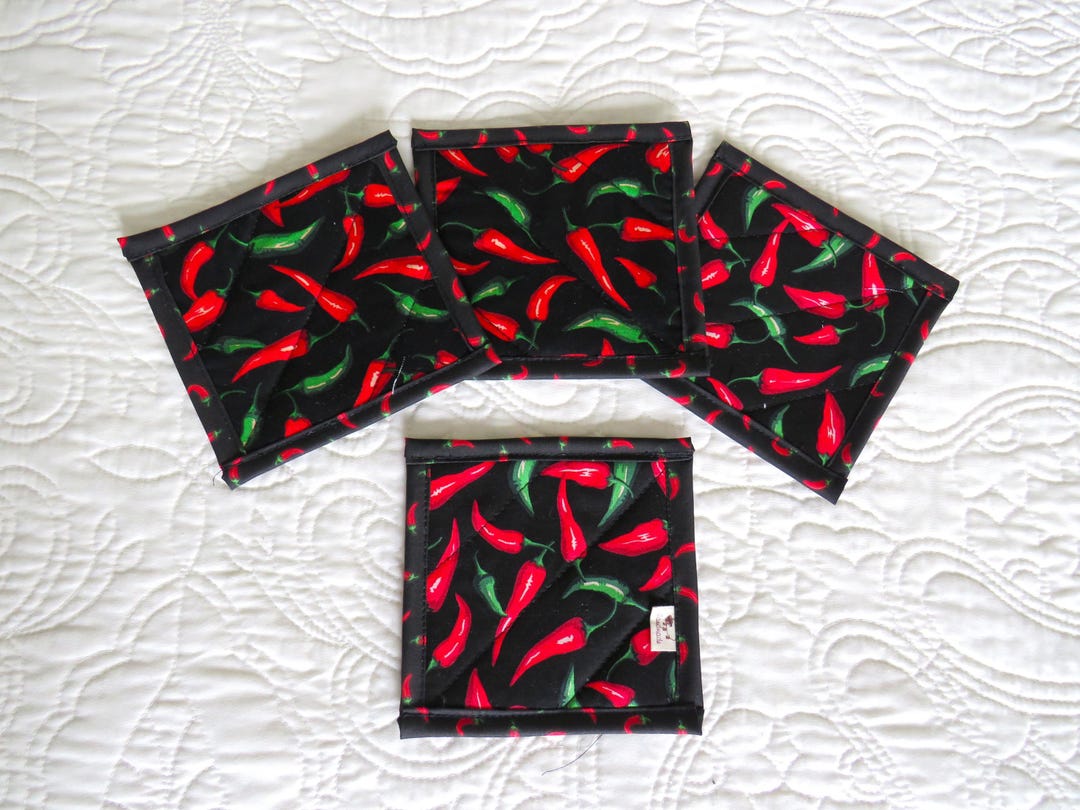Chili Pepper Coaster Set (set of 4) - Quilted Southwest Decor, Mother's ...