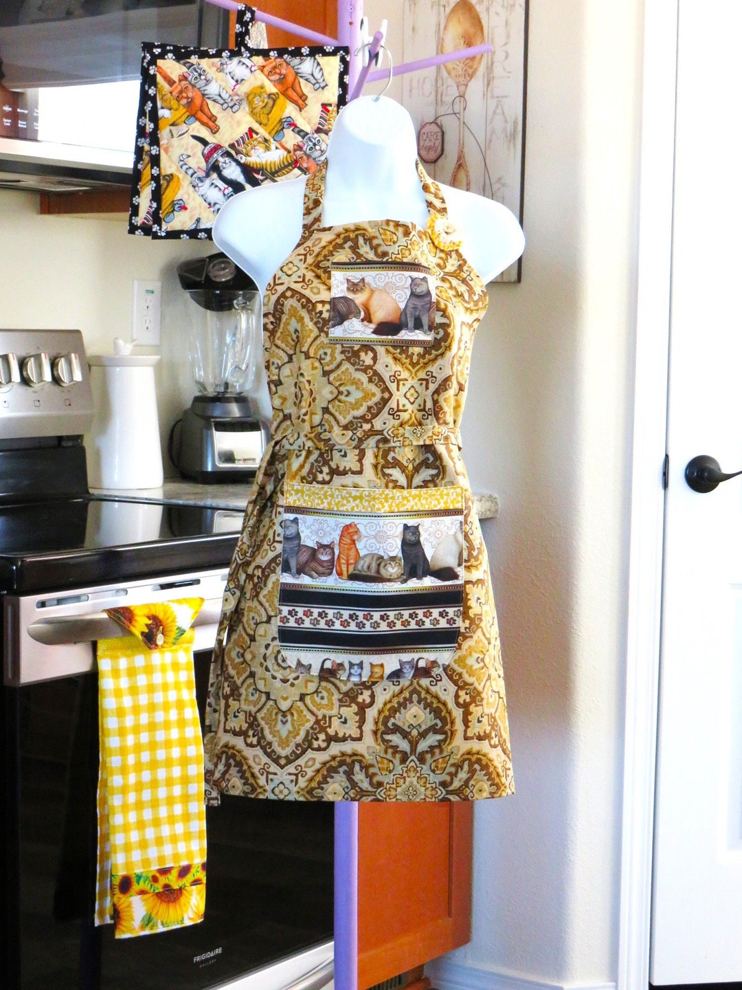 Cat Lover Apron: Handmade Canvas Kitchen Apron, One Size - Etsy