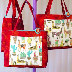 Llama Tote Bag, Llama Fabric Tote, Alpaca Tote Bag, Alpaca Fabric Tote ...