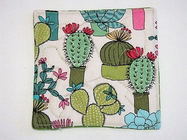 Cactus Coasters Set Desert Cactus Coaster Set of 4 Quilted | Etsy
