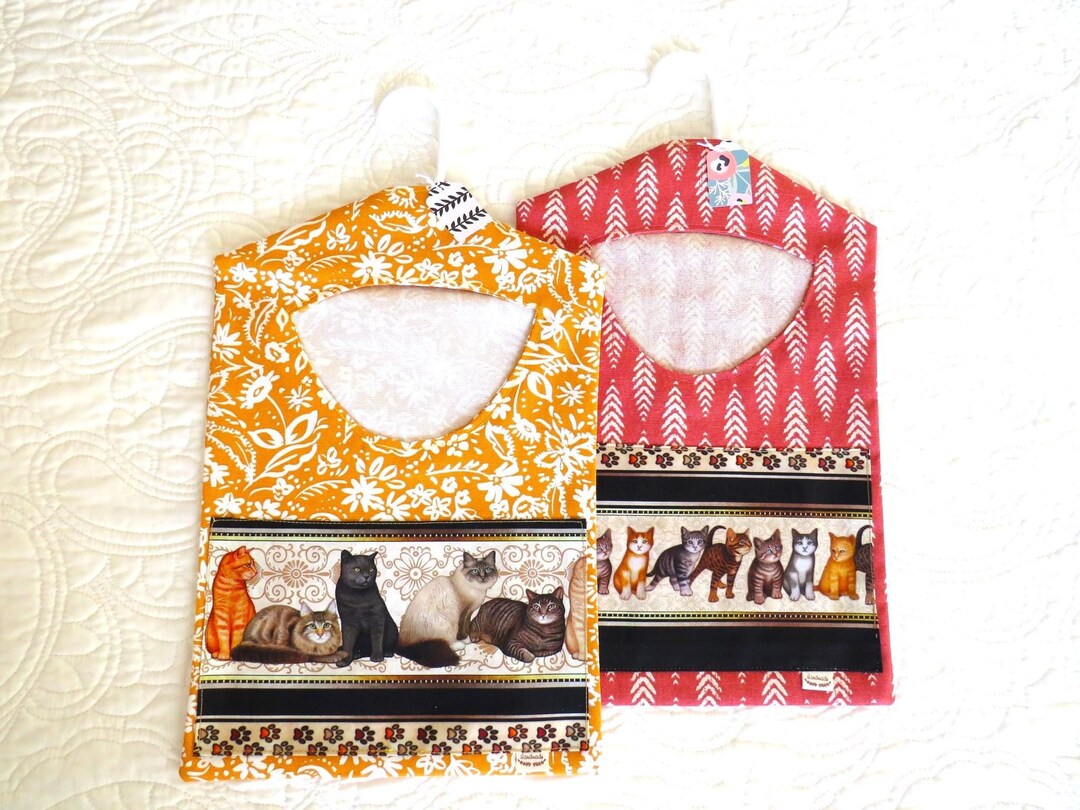Cat Clothespin Bag, Cat Clothespin Holder, Cat Laundry Bag, Cat Decor ...