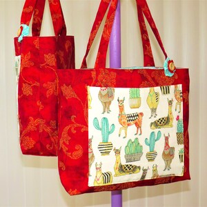 Llama Tote Bag, Llama Fabric Tote, Alpaca Tote Bag, Alpaca Fabric Tote ...