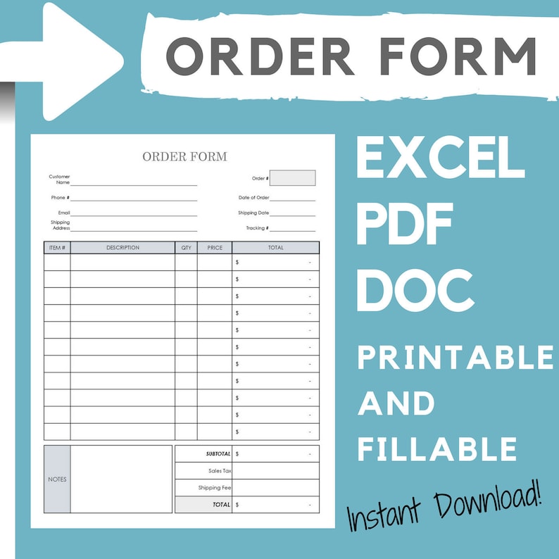 order-form-fillable-excel-spreadsheet-etsy