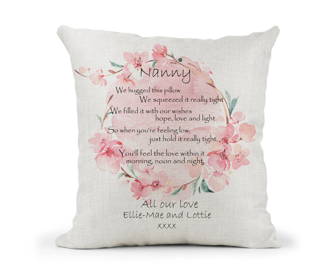 Personalised Hug Cushion, Gran Nan Nanny Grandma > Missing You ...