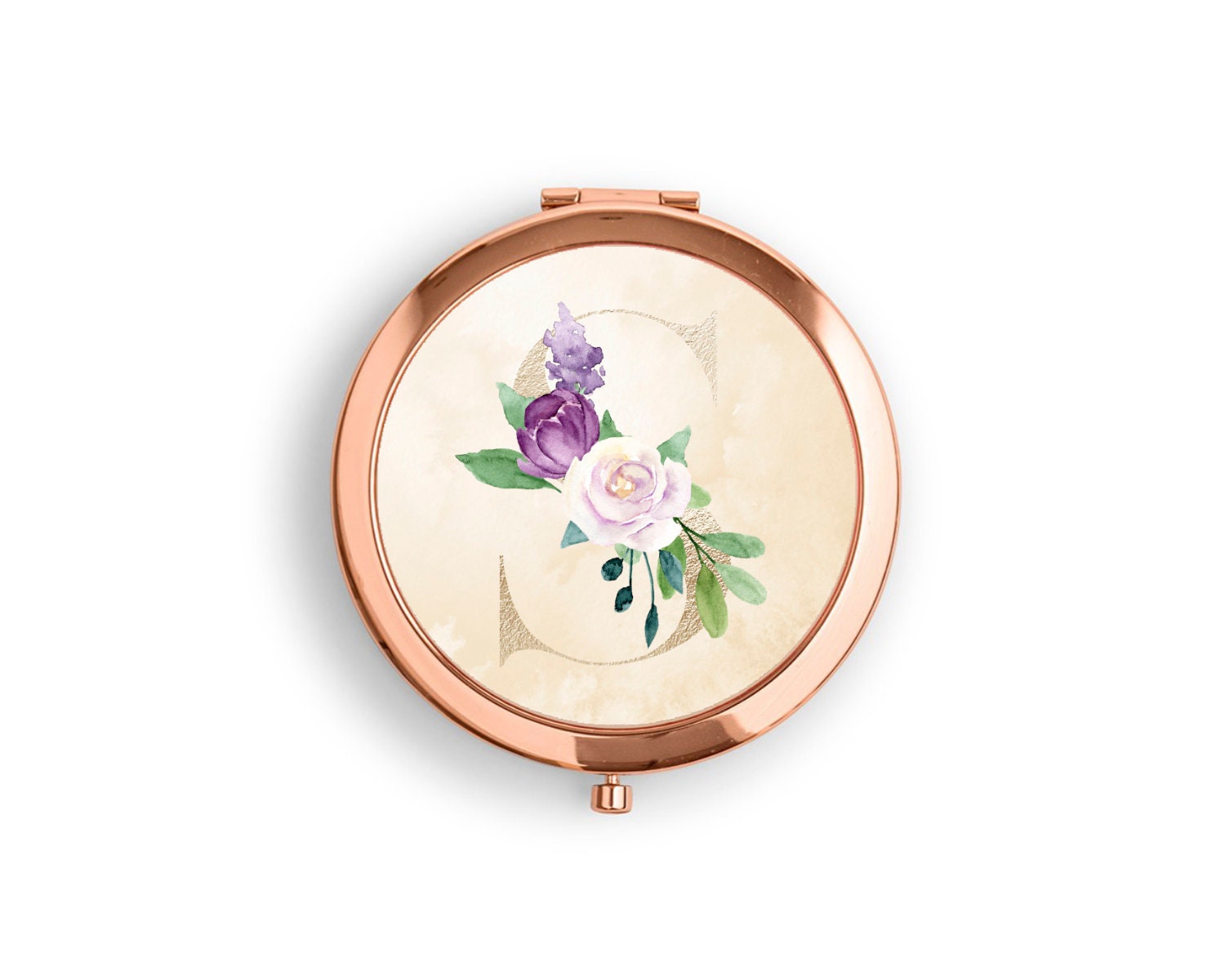 Personalised Rose Gold Compact Pocket Mirror. Watercolour | Etsy