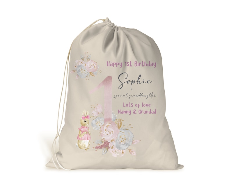 Personalised Girls 1st Birthday Drawstring Gift Bag.. Personalised Gift ...