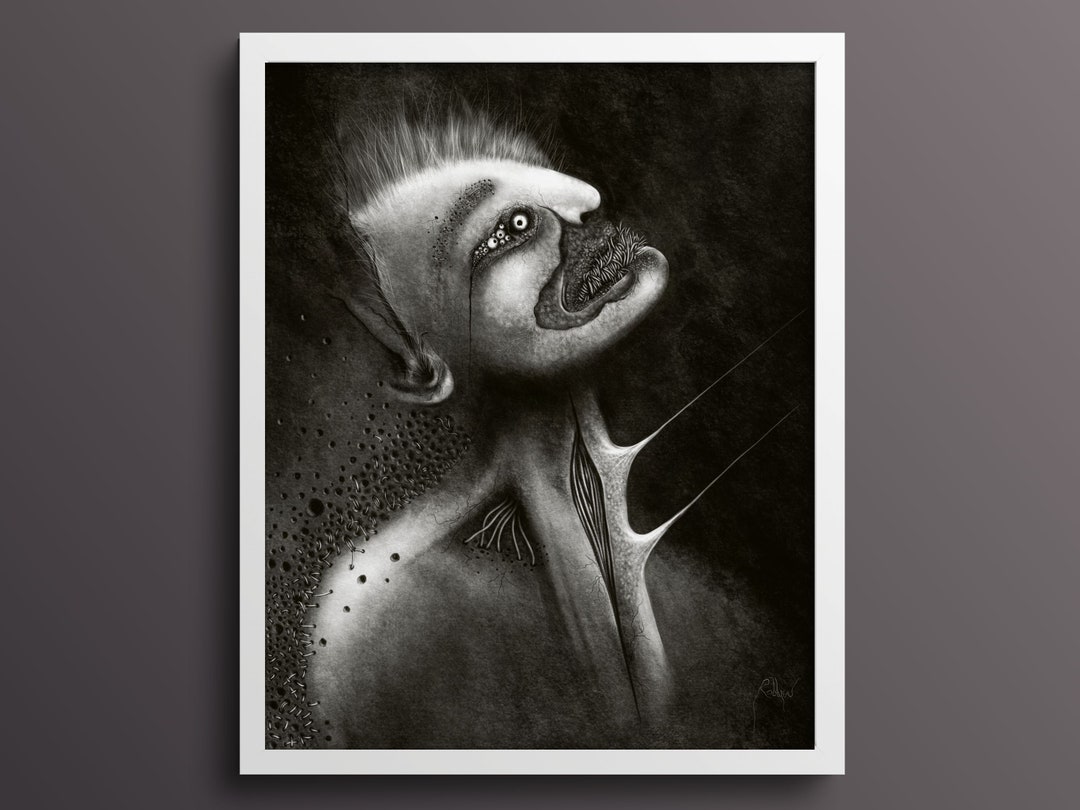 Tormented Soul in Hell. Print With Black & White Horror Wall Art - Etsy