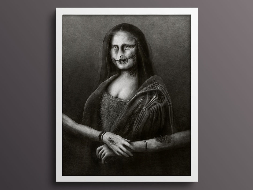 Possessed Mona Lisa Print With Black & White Horror Wall Art - Etsy