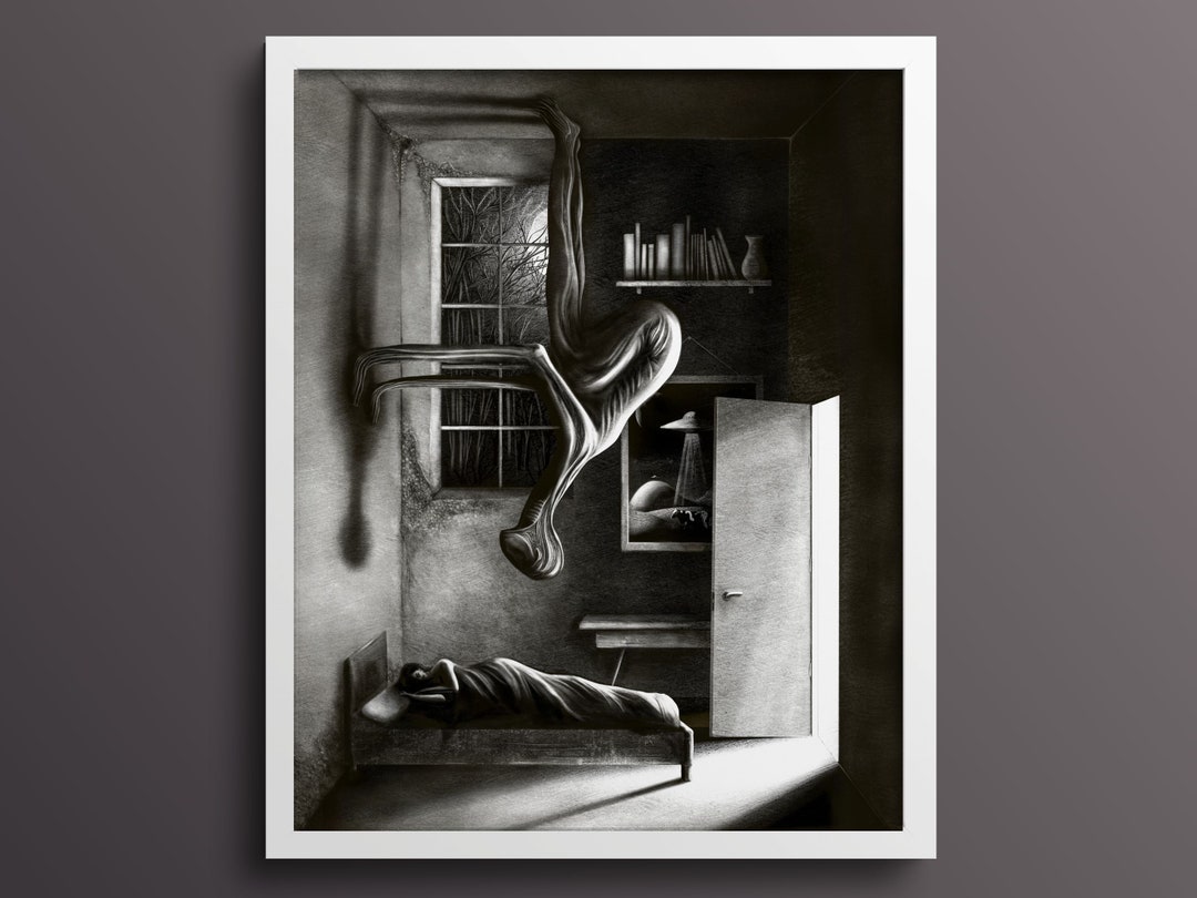 Nightmarish Sleep Paralysis Print With Black & White Horror Wall Art - Etsy