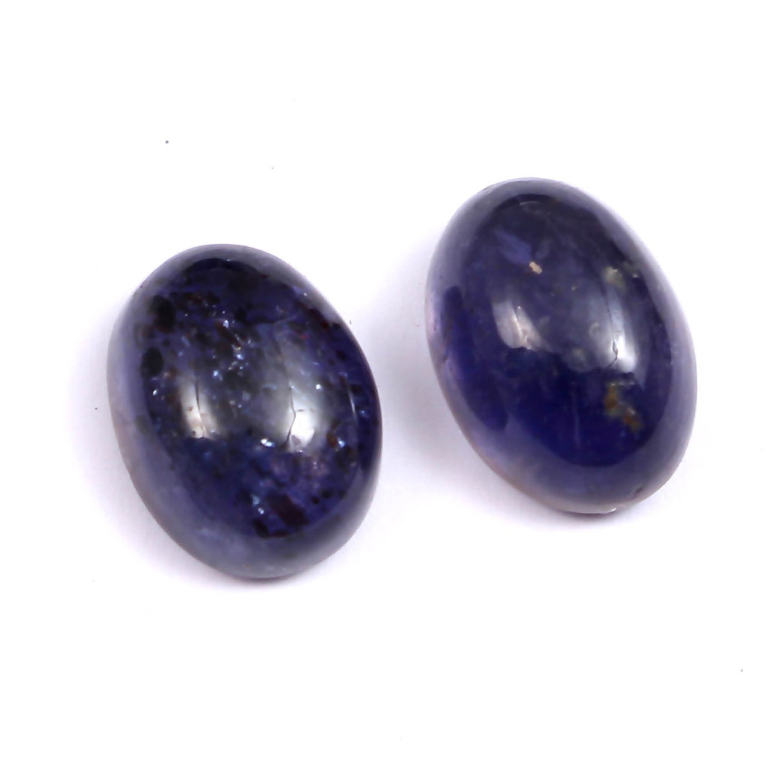 Natural Iolite Oval 2pc. Lot Gems for Jewelry Ring & Pendant, Smooth ...