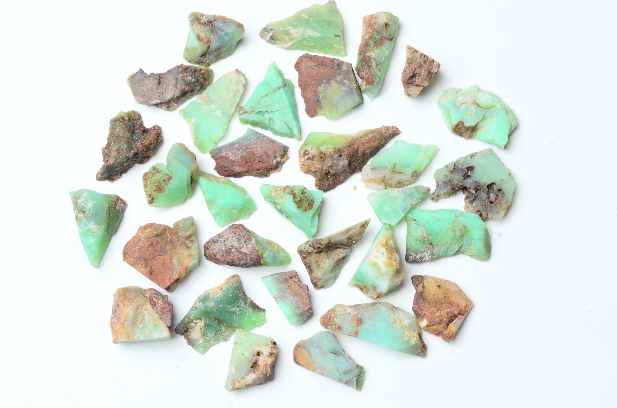 32 Pcs Chrysoprase Raw Stone , Chrysoprase Natural Rough, 12-20 Mm ...