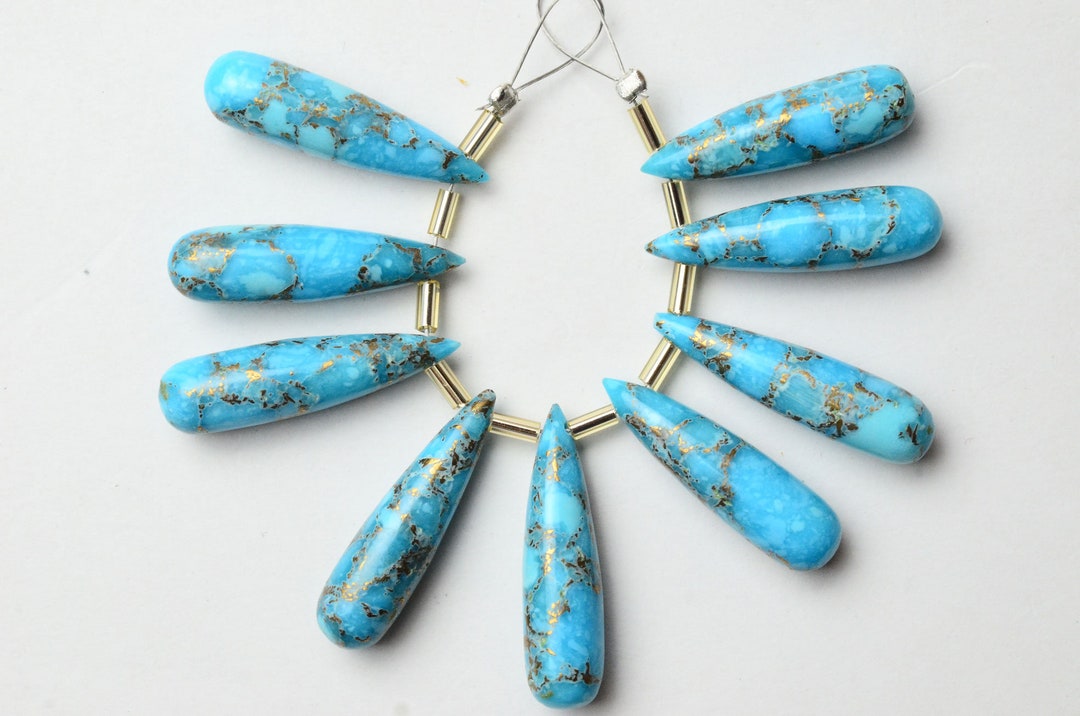 9 Pcs Copper Turquoise Plain Smooth Long Teardrop Shape, Copper ...