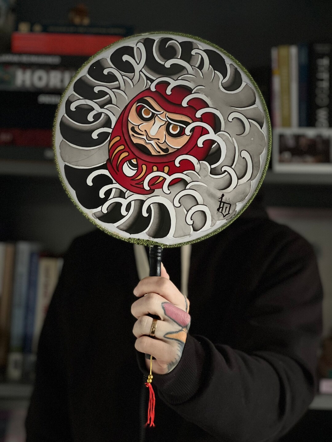 Japanese Hand Fan With Daruma Doll - Etsy