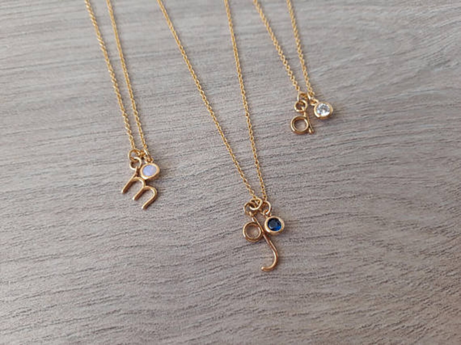 Personalized Tiny Initial and Birthstone Necklace Dainty | Etsy