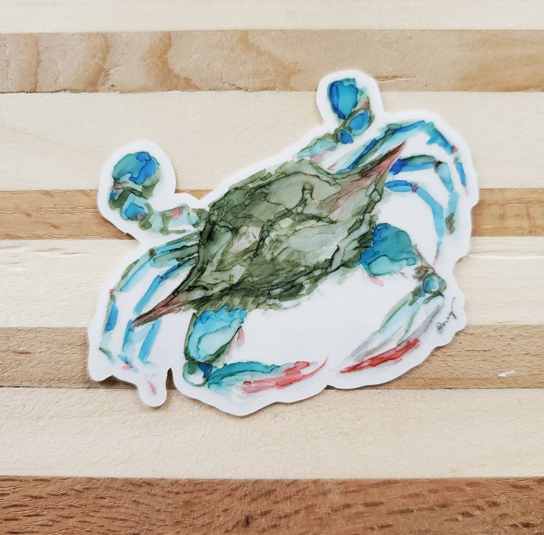 Blue Crab Vinyl Sticker, Clear Crab Sticker - Etsy