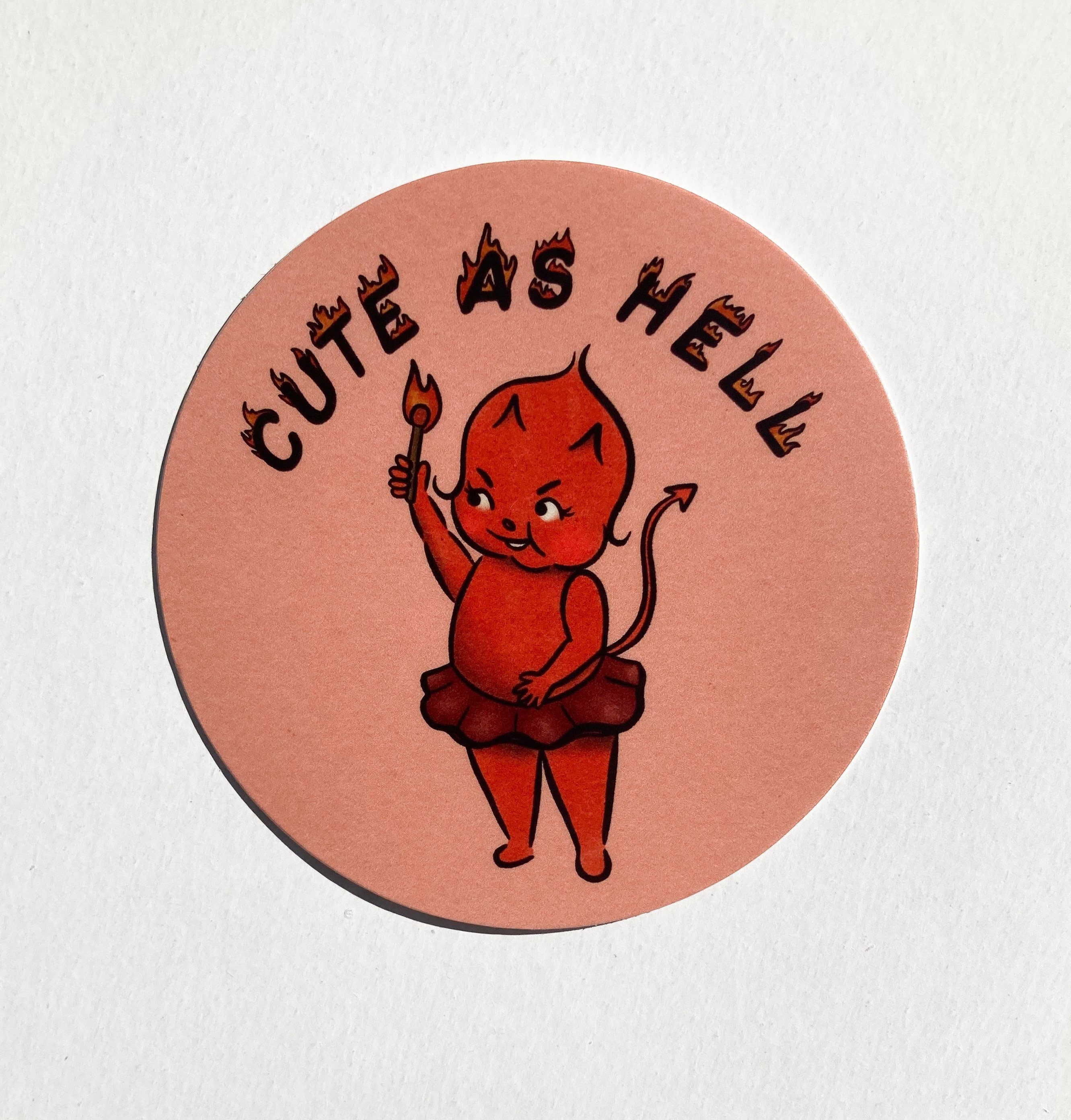 Cute as Hell Kewpie Devil Waterproof Vinyl Sticker | Etsy