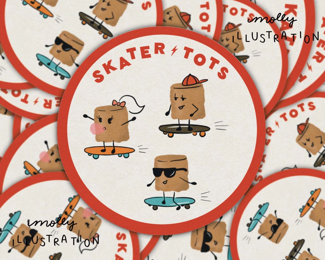 Skater Tots Skateboarding Potatoes Cute Cartoon Waterproof - Etsy