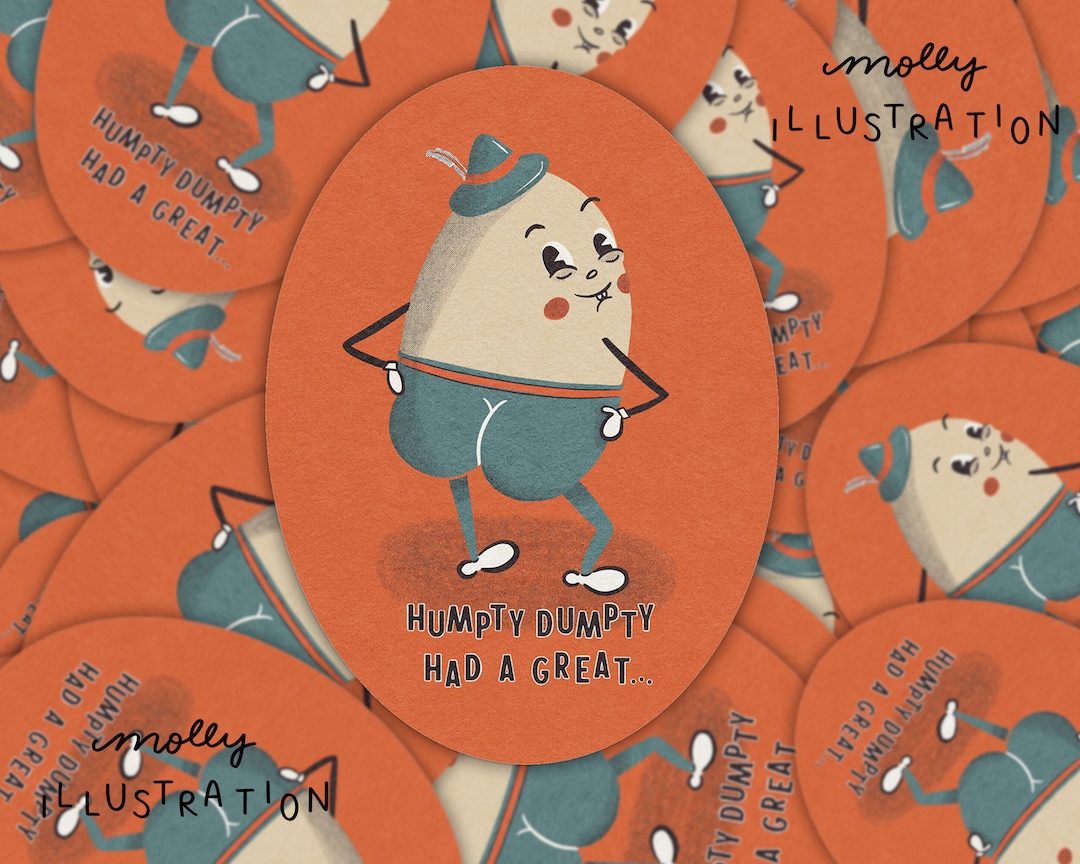 Humpty Dumpty Waterproof Vinyl Sticker: Silly Cartoon Illustration - Etsy