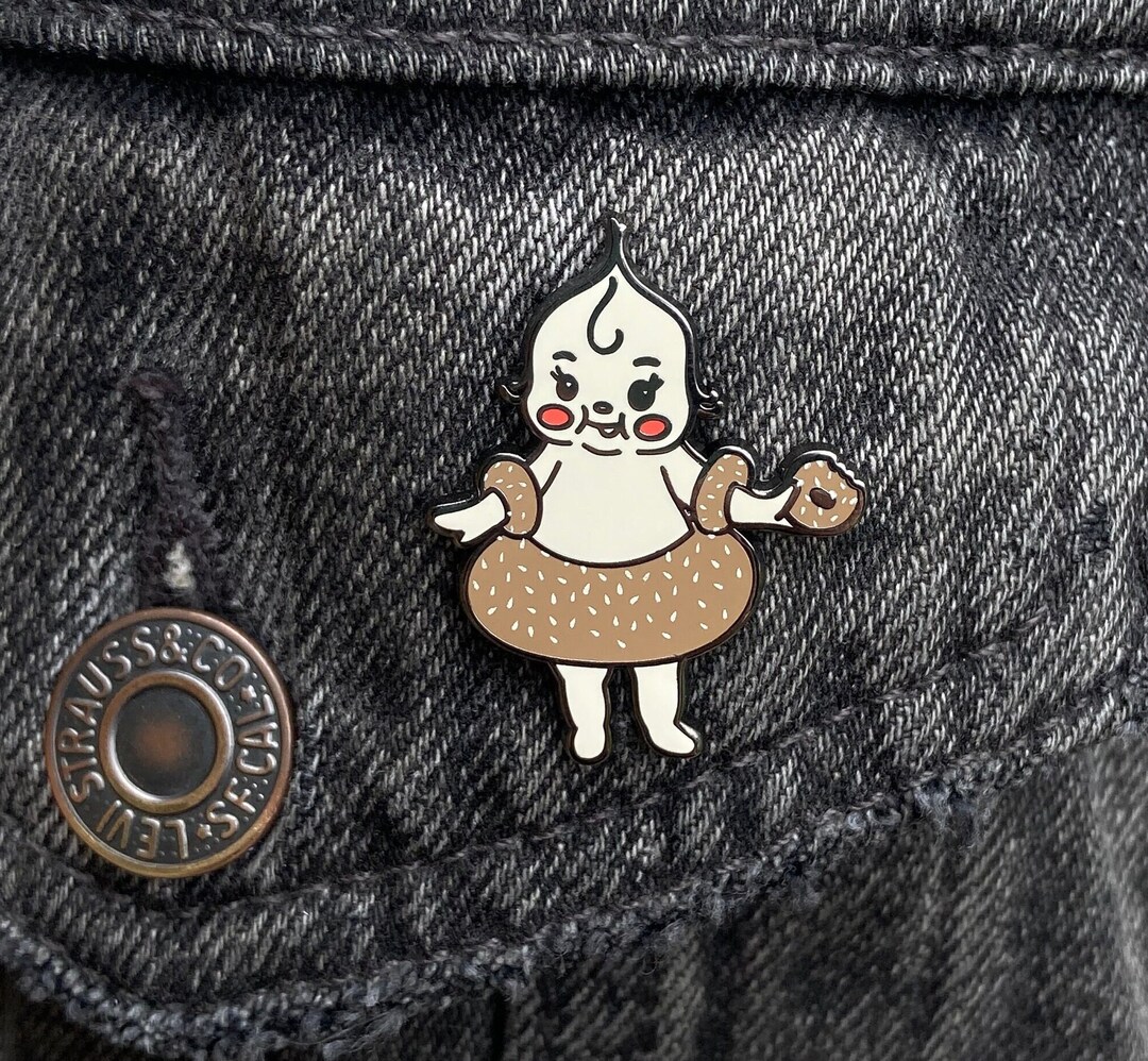Bagel Baby Kewpie Cartoon Pin Hard Enamel Pin Foodie Pin - Etsy