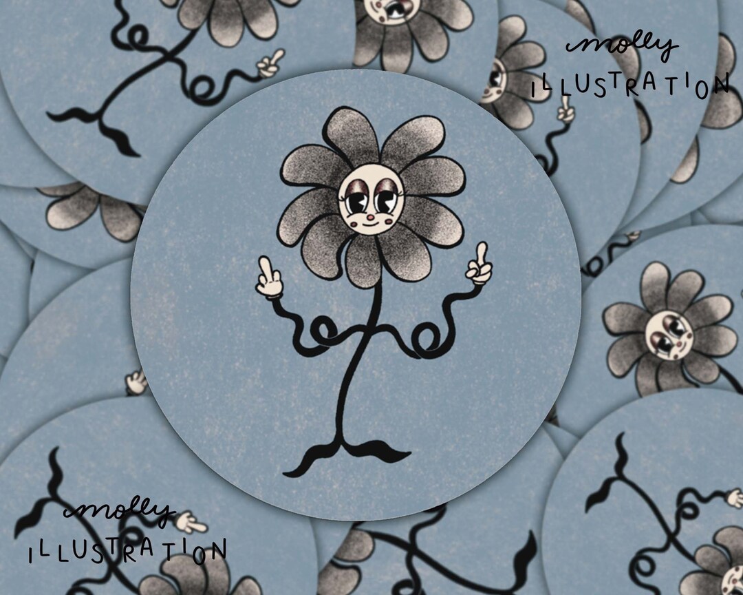Rude Daisy Vinyl Sticker - Etsy