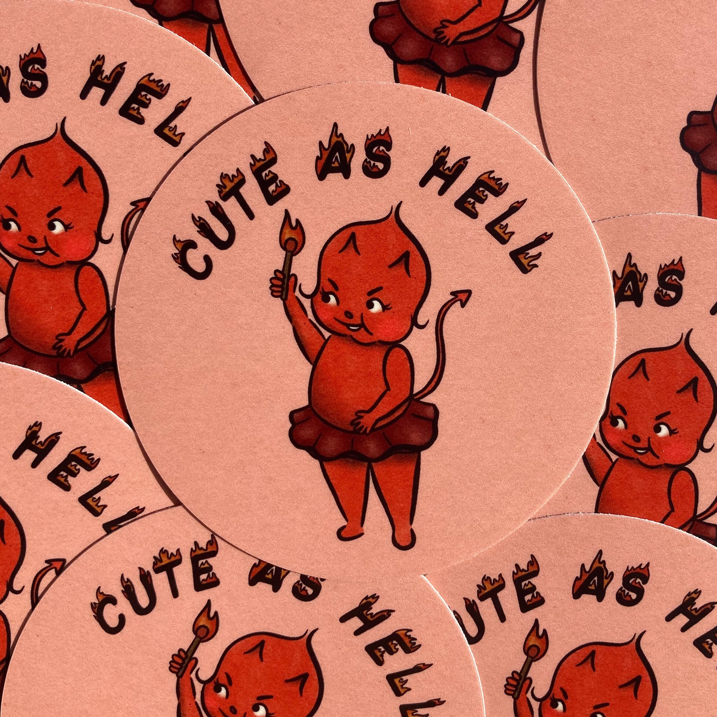 Cute as Hell Kewpie Devil Waterproof Vinyl Sticker - Etsy