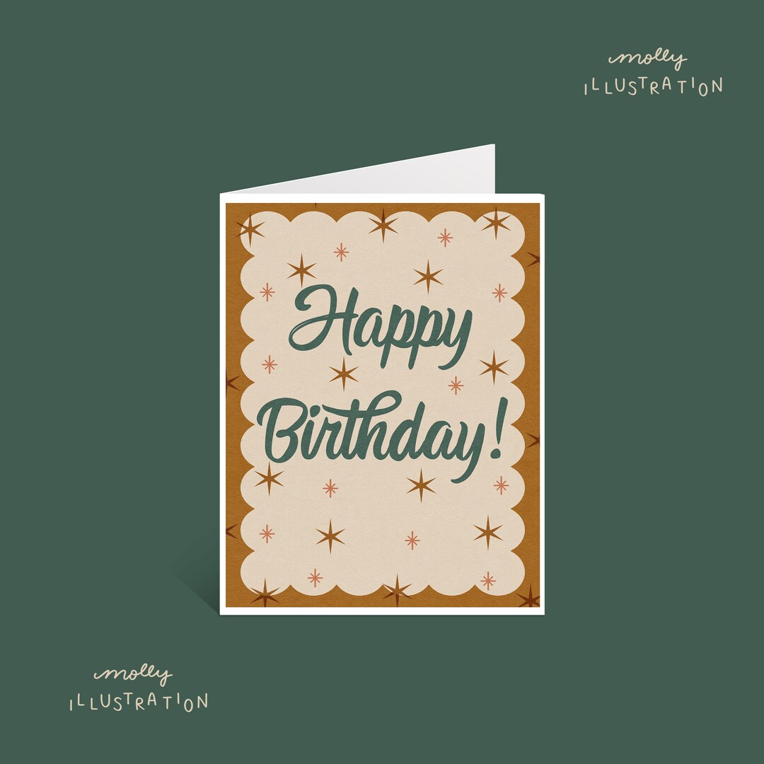 Goldenrod Midcentury Birthday Card - Etsy