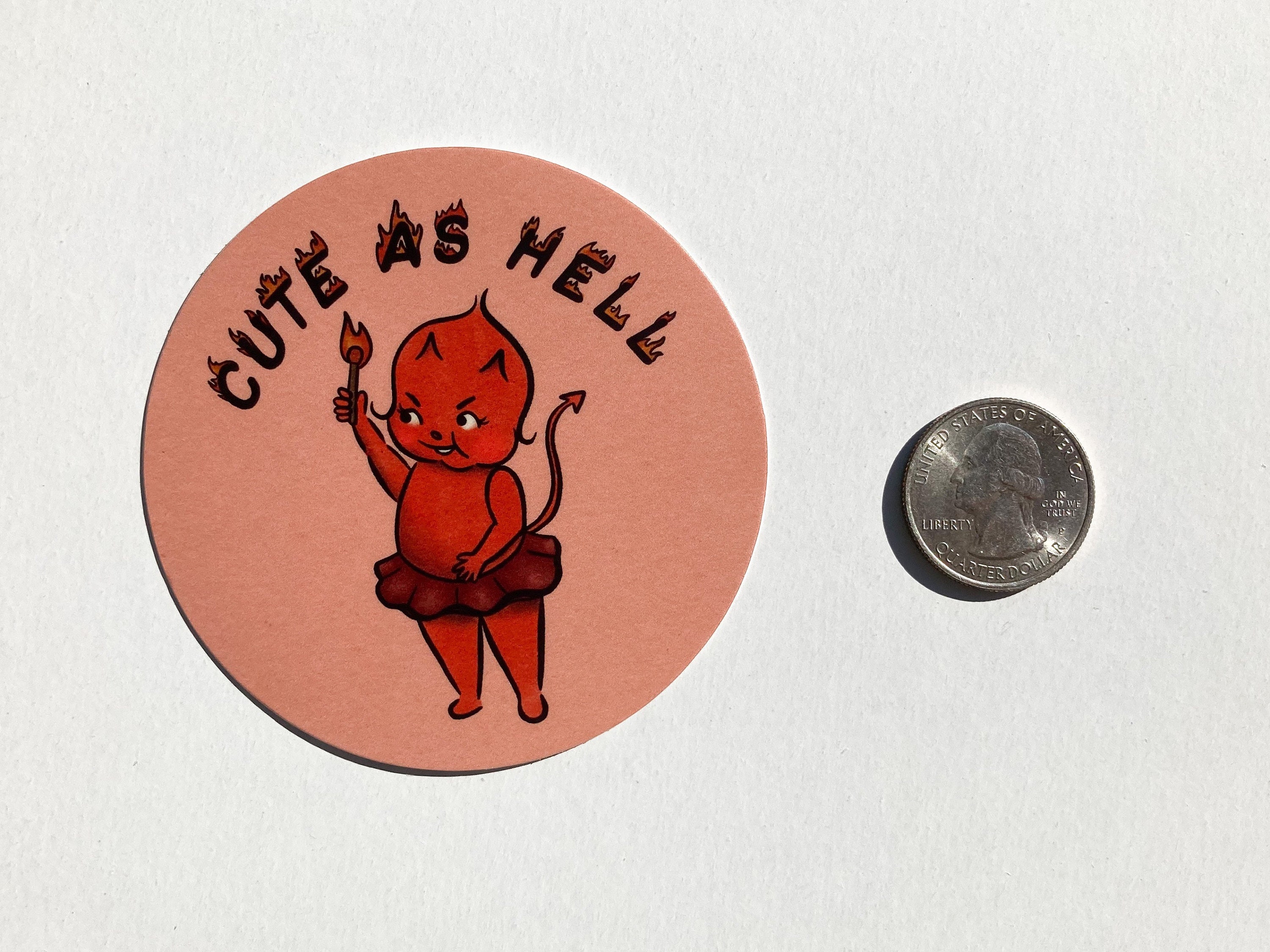 Cute as Hell Kewpie Devil Waterproof Vinyl Sticker | Etsy