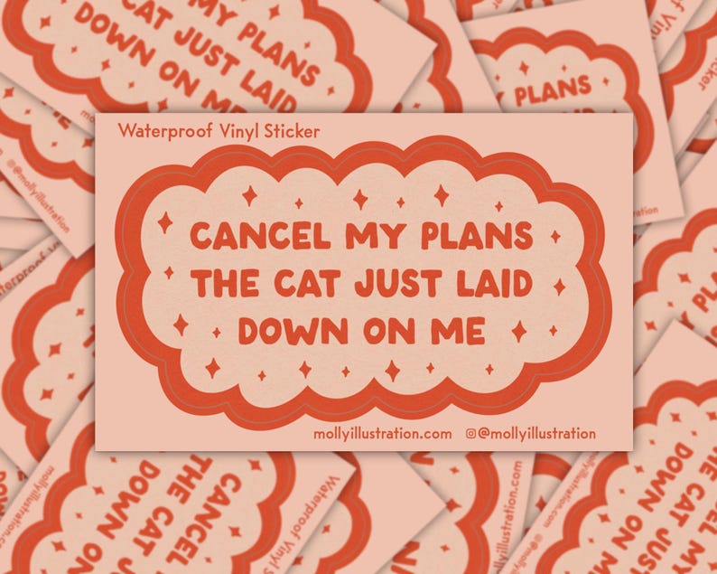 Cancel My Plans Cat Sticker - Waterproof Vinyl Decal - Etsy