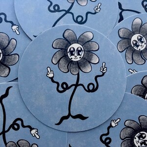 Rude Daisy Vinyl Sticker | Etsy