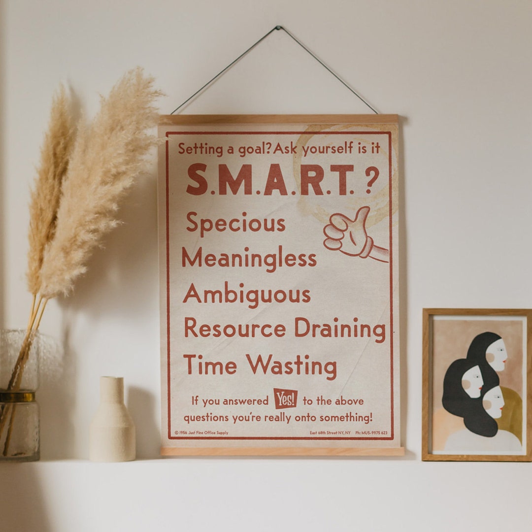 Smart Goals Funny Vintage Style Art Print 9x12 - Etsy