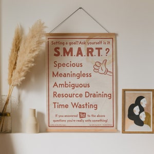 Smart Goals Funny Vintage Style Art Print 9x12 - Etsy