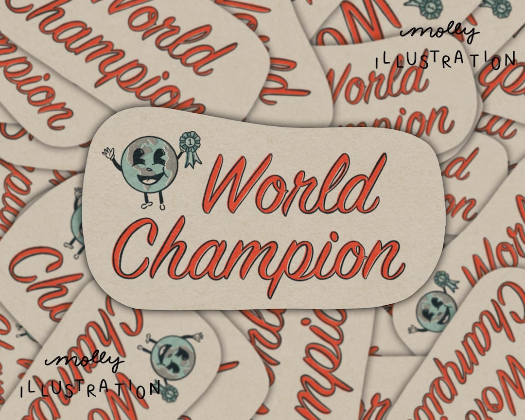 World Champion Waterproof Vinyl Sticker - Etsy