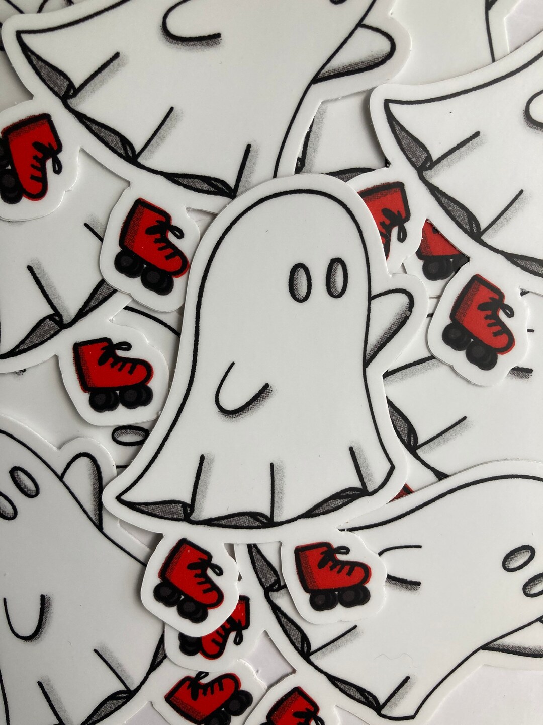Rollerskating Ghost Vinyl Sticker - Etsy