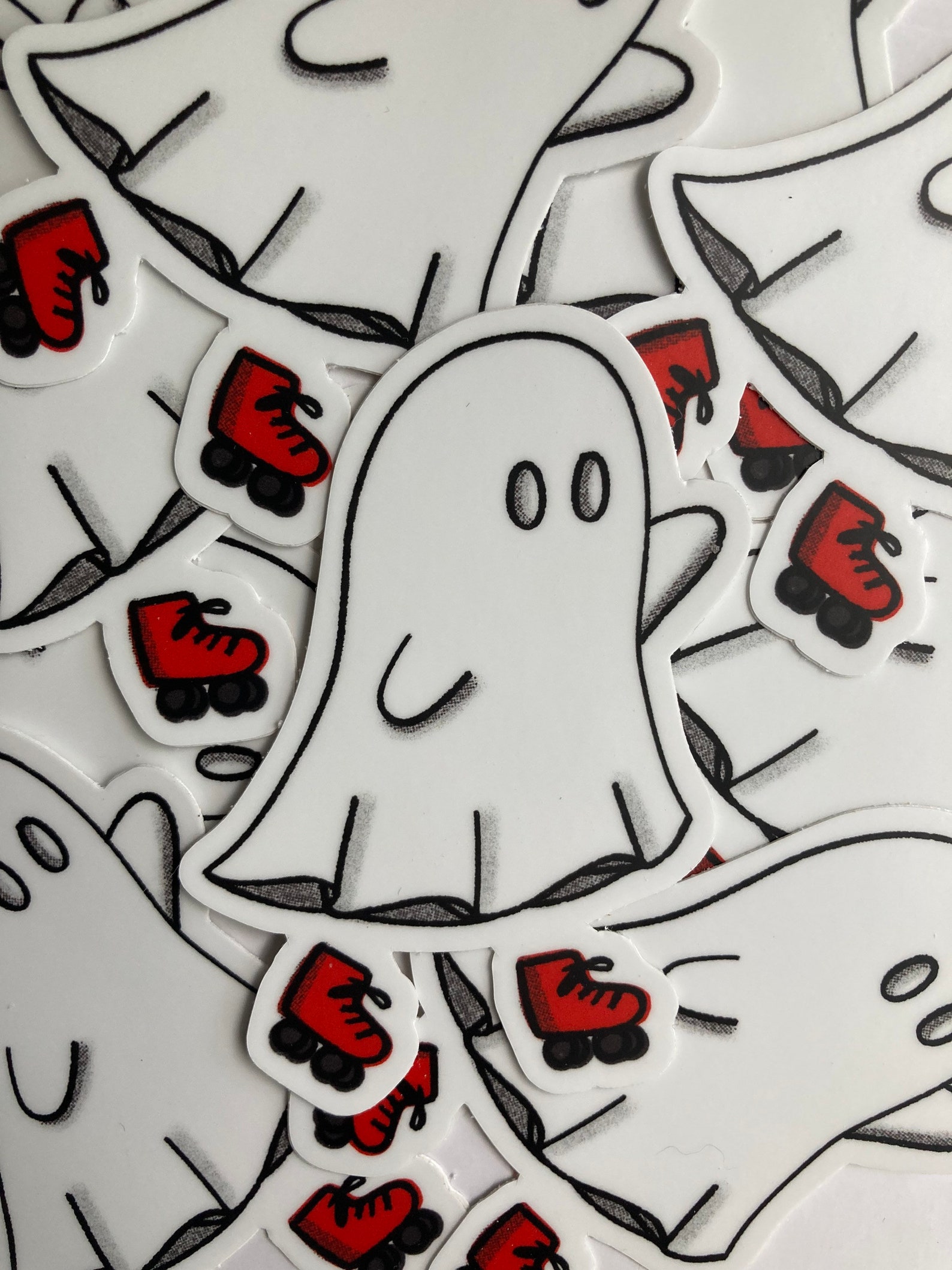 Rollerskating Ghost Vinyl Sticker - Etsy