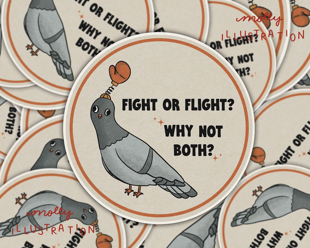 Fight or Flight Funny Anxious Pigeon Waterproof Vinyl Sticker - Etsy