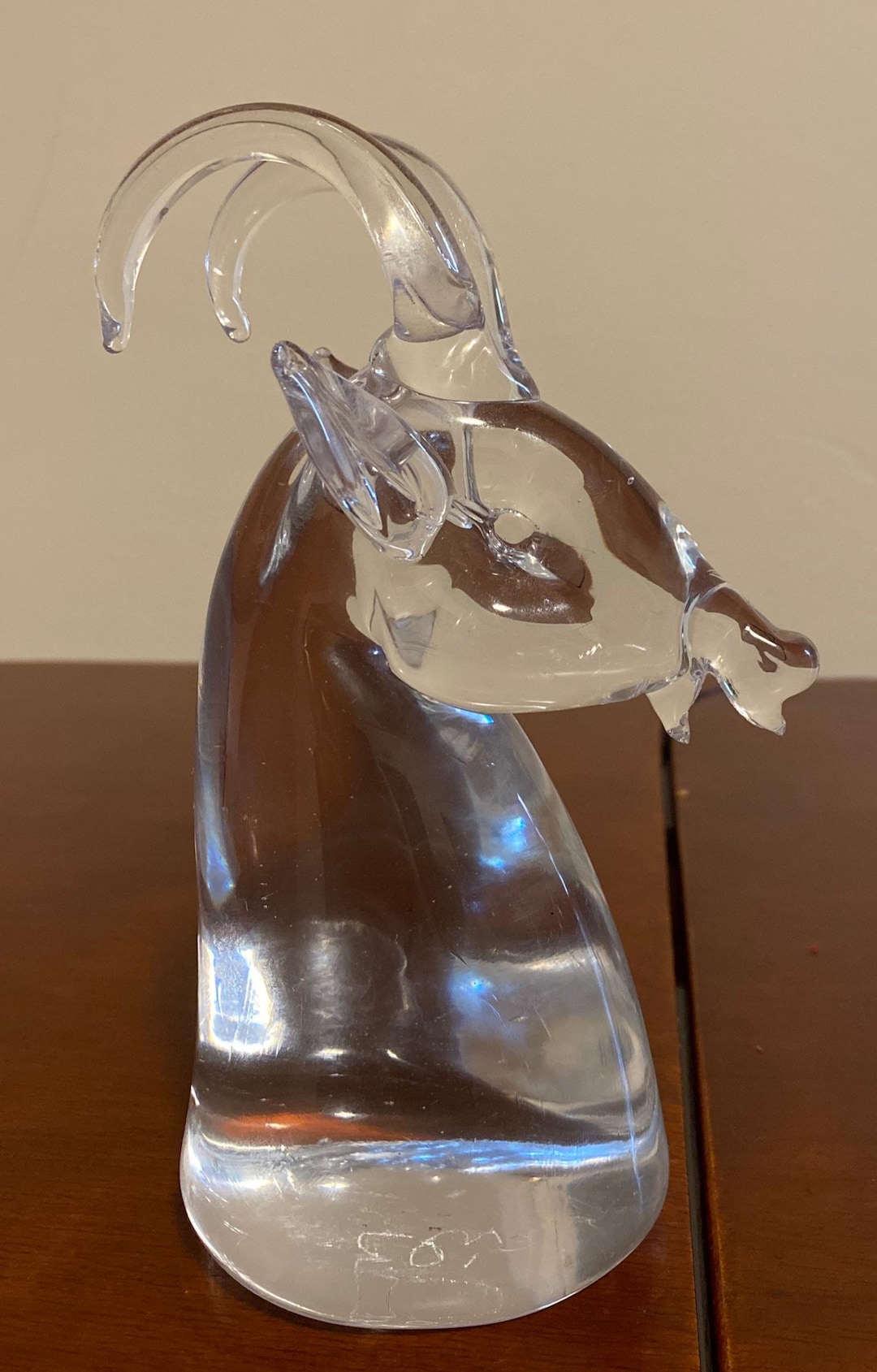 Signed Elio Raffaeli Murano Glass Goat Head Sculpture Italy Abundance ...