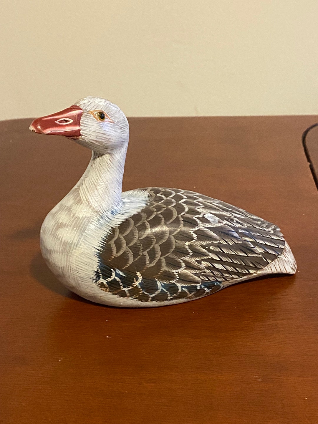 Pacific Rim Carvers Hand Painted & Carved Wooden Goose 6 Inches W ...