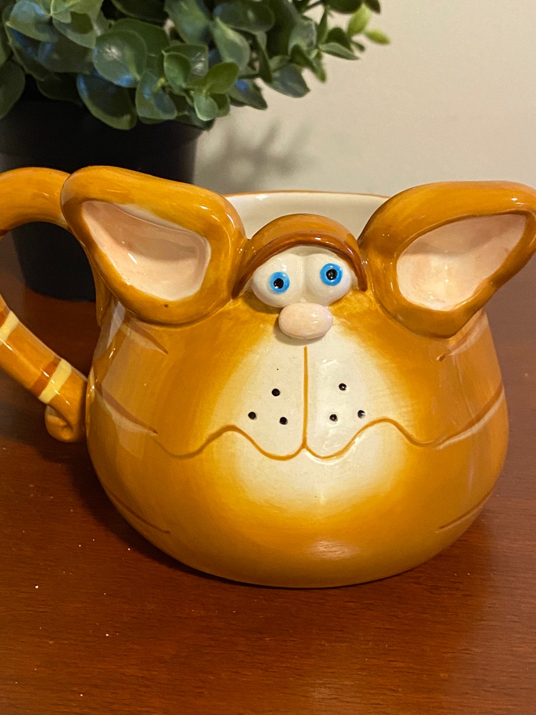 Russ Berrie Designed by Douglas Orange Tabby 3D Ceramic Cat Coffee Tea ...