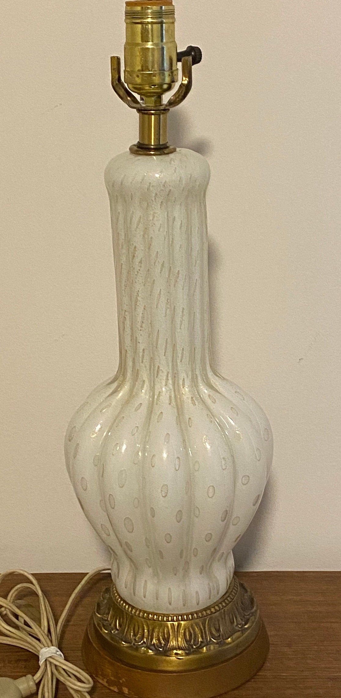 Murano Barbini Bullicante Glass Bedside Table Lamp White Gold ...