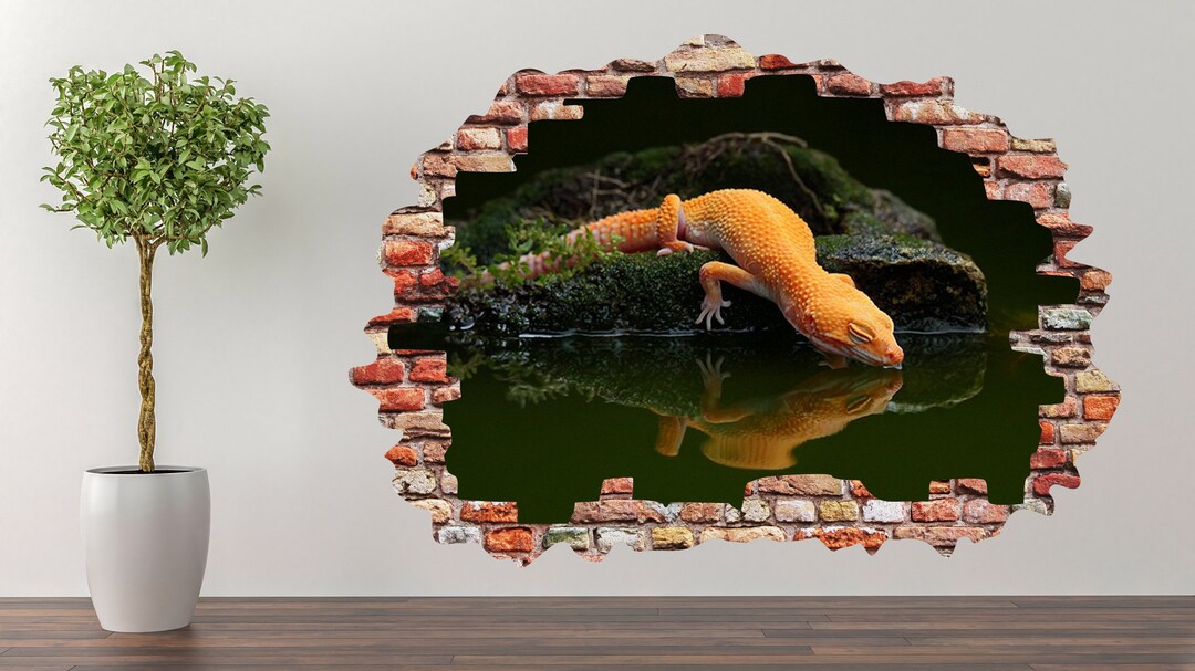 Lizard Wall Decal Art Decor 3D Smashed Sticker Poster Room - Etsy