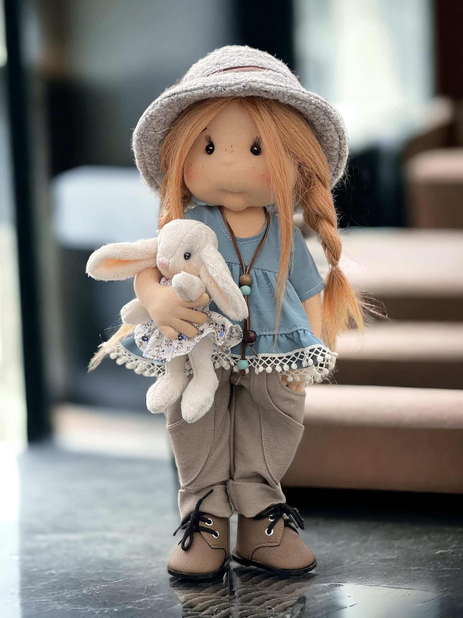 Articulated Fabric Doll Penny – Natural Alpaca Hair, Montessori Toy - Etsy