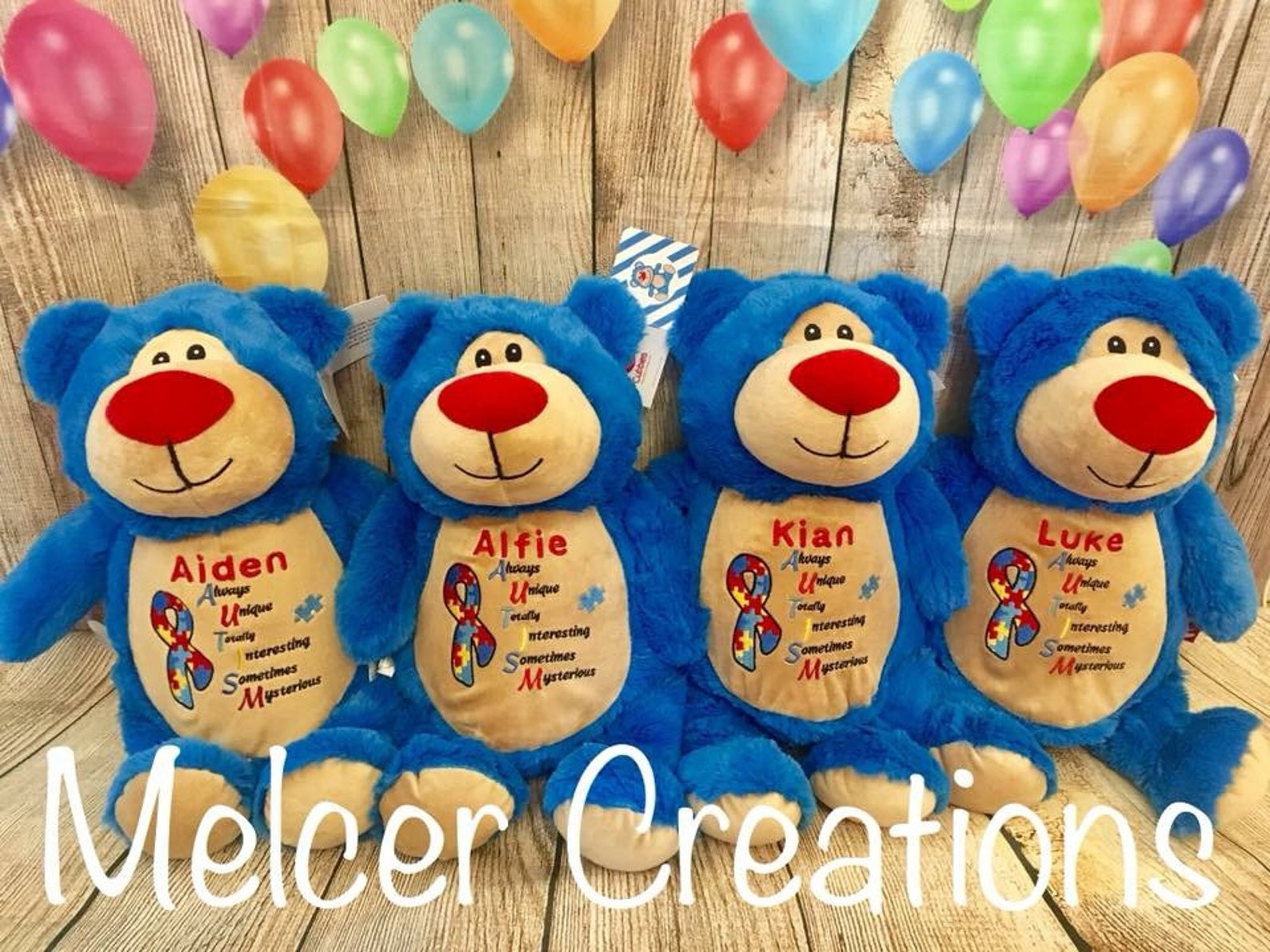 Personalised Autism Blue Bear Cubbies Awareness Comfort Cuddly - Etsy UK
