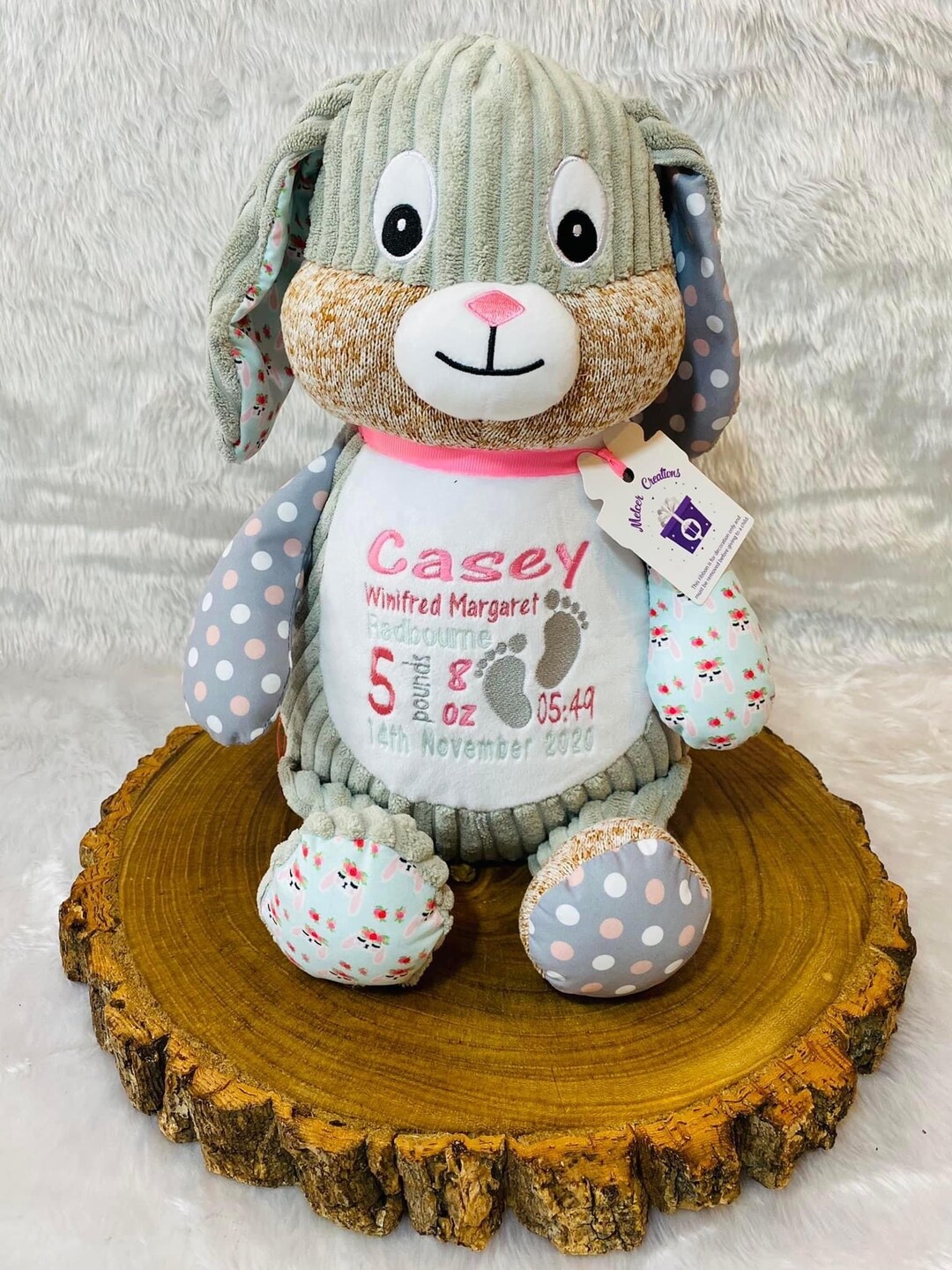 Personalised Harlequin Sensory Bunny Rabbits/ Cuddle Bunnies/ Cute ...